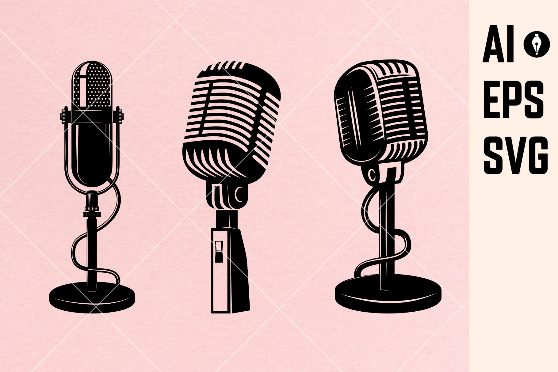 Microphone Design Elements Retro Mic | Branding & Logo Templates ...