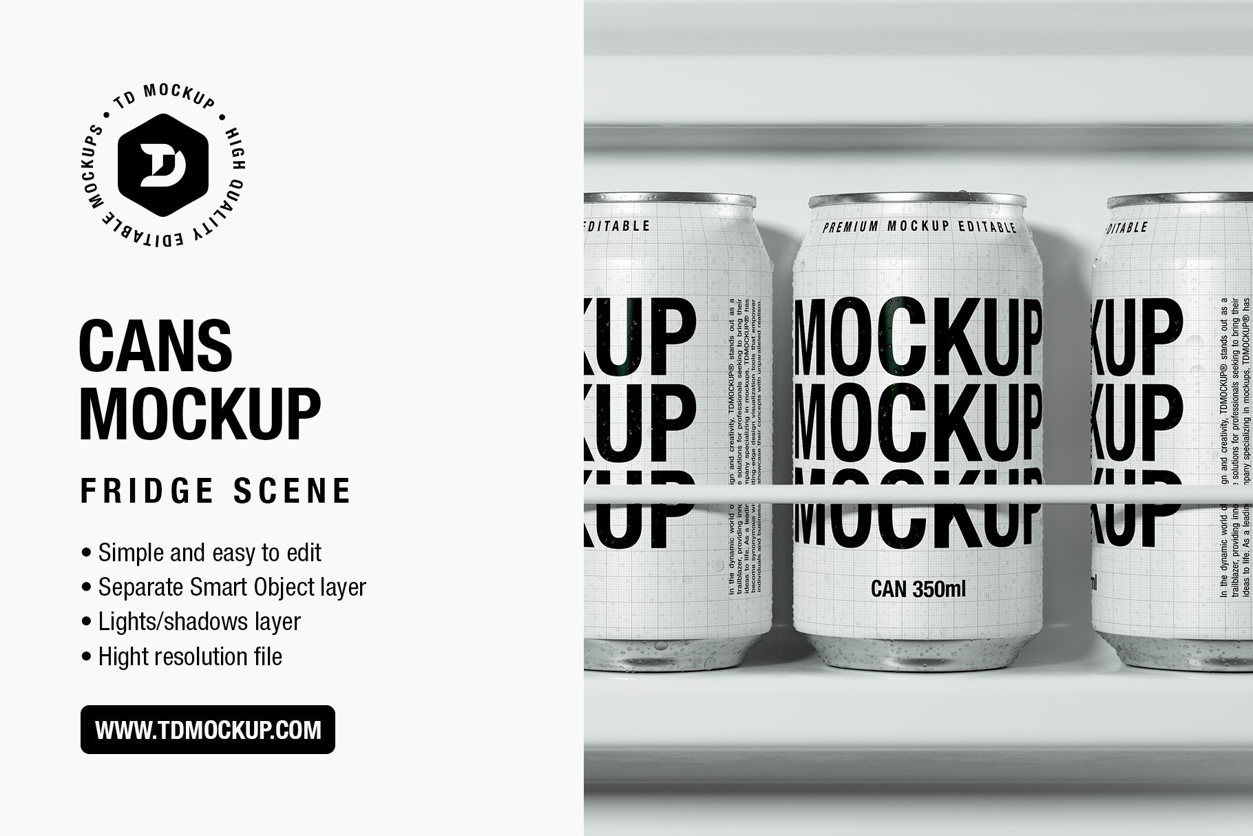 Cans Mockup - Fridge Scene, a Packaging Mockup by TD Mockup