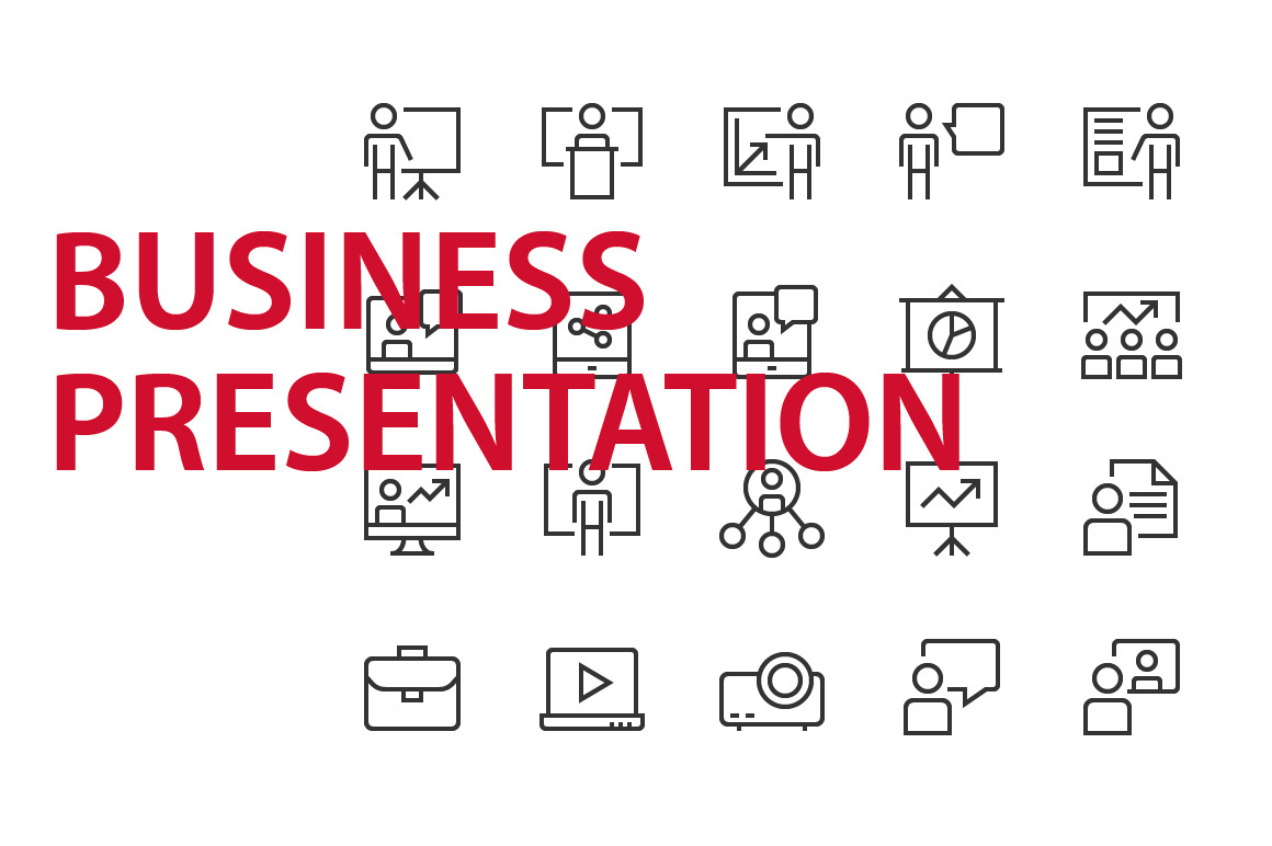 20 Business Presentation UI icons, an Outline Icon by Palau
