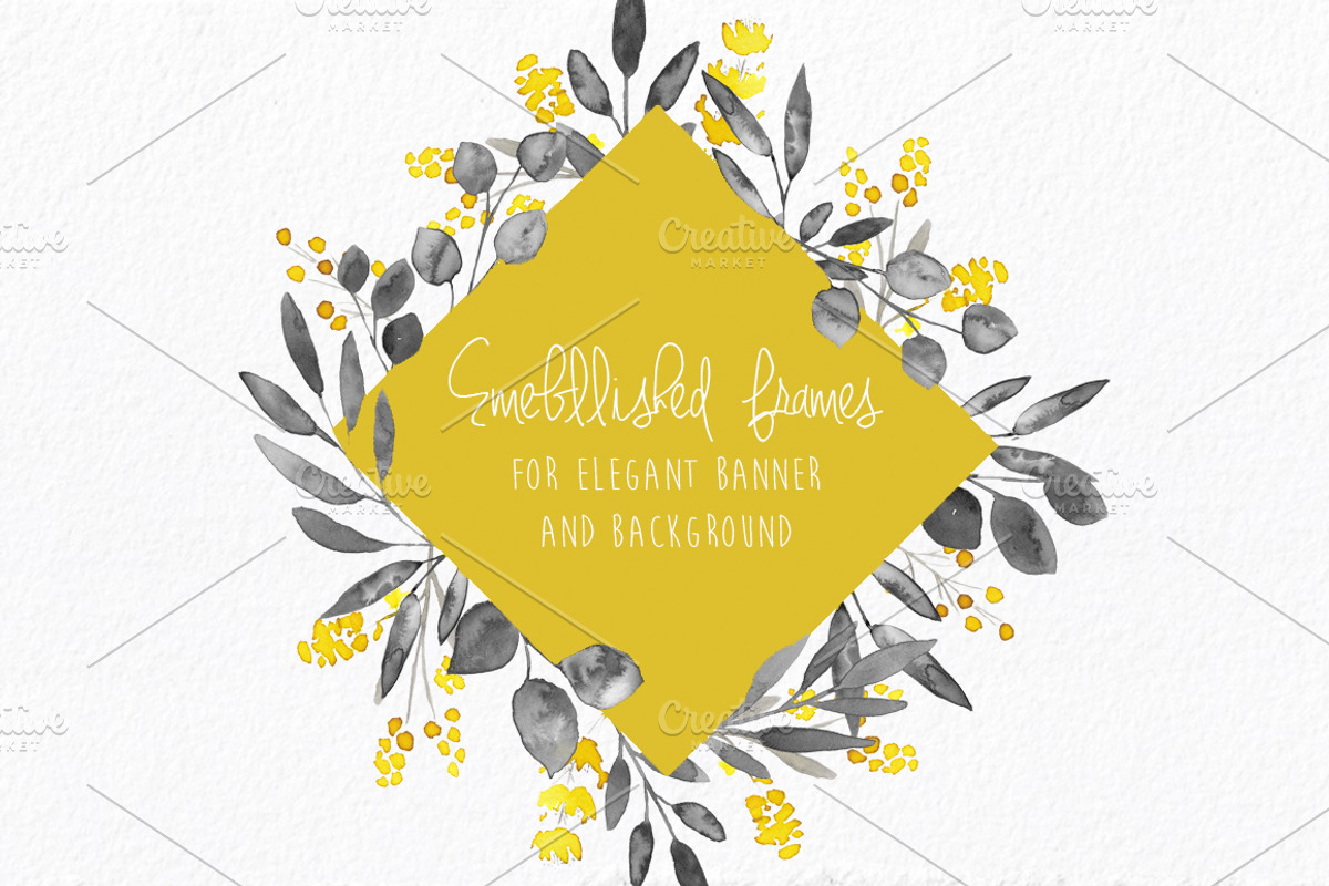 Yellow & Grey Flowers hand painted, a Decorative Illustration by ...