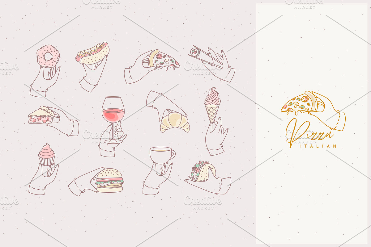 Renaissance Hands With Food, a Food Illustration by Anna