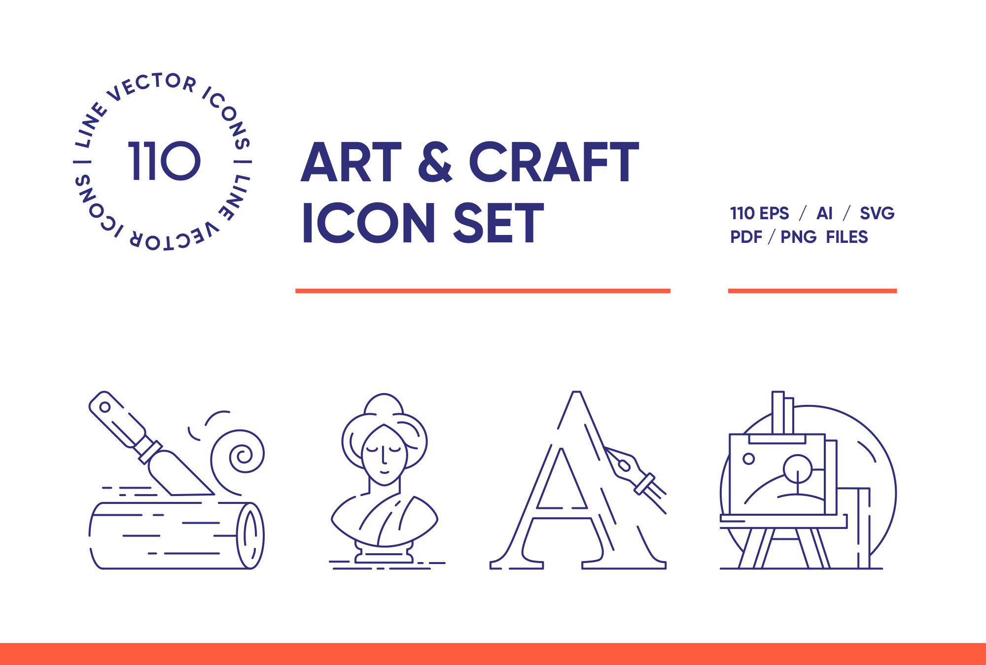 Art and Crafting line icon set