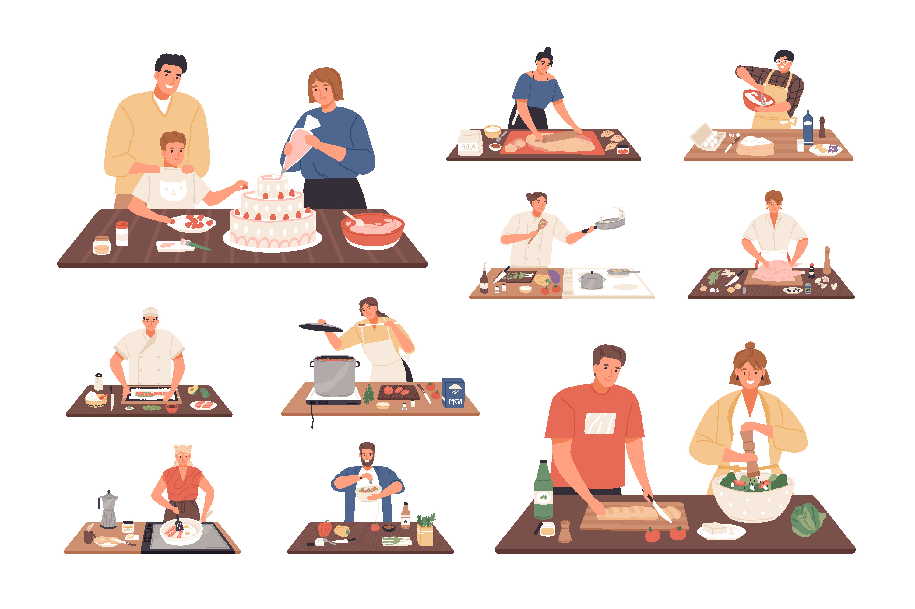 People cooking set, a Decorative Illustration by Good Studio