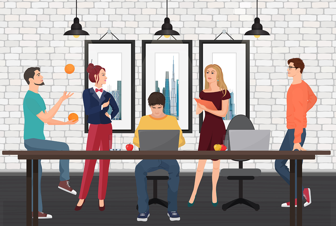 Creative Team in coworking office, a Graphic by Lemberg Vector ...