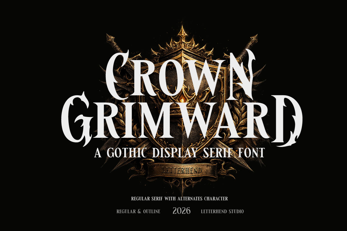 Crown Grimward Gothic Display Font, a Serif Font by Letterhend Studio