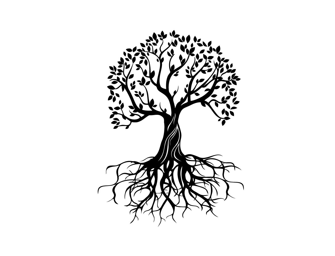 Silhouette tree with roots vector, a Decorative Illustration by ...