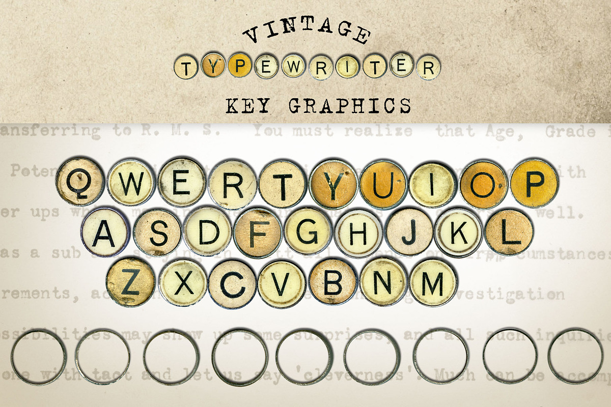 Vintage Typewriter Key Graphics, an Object Graphic by Eclectic ...