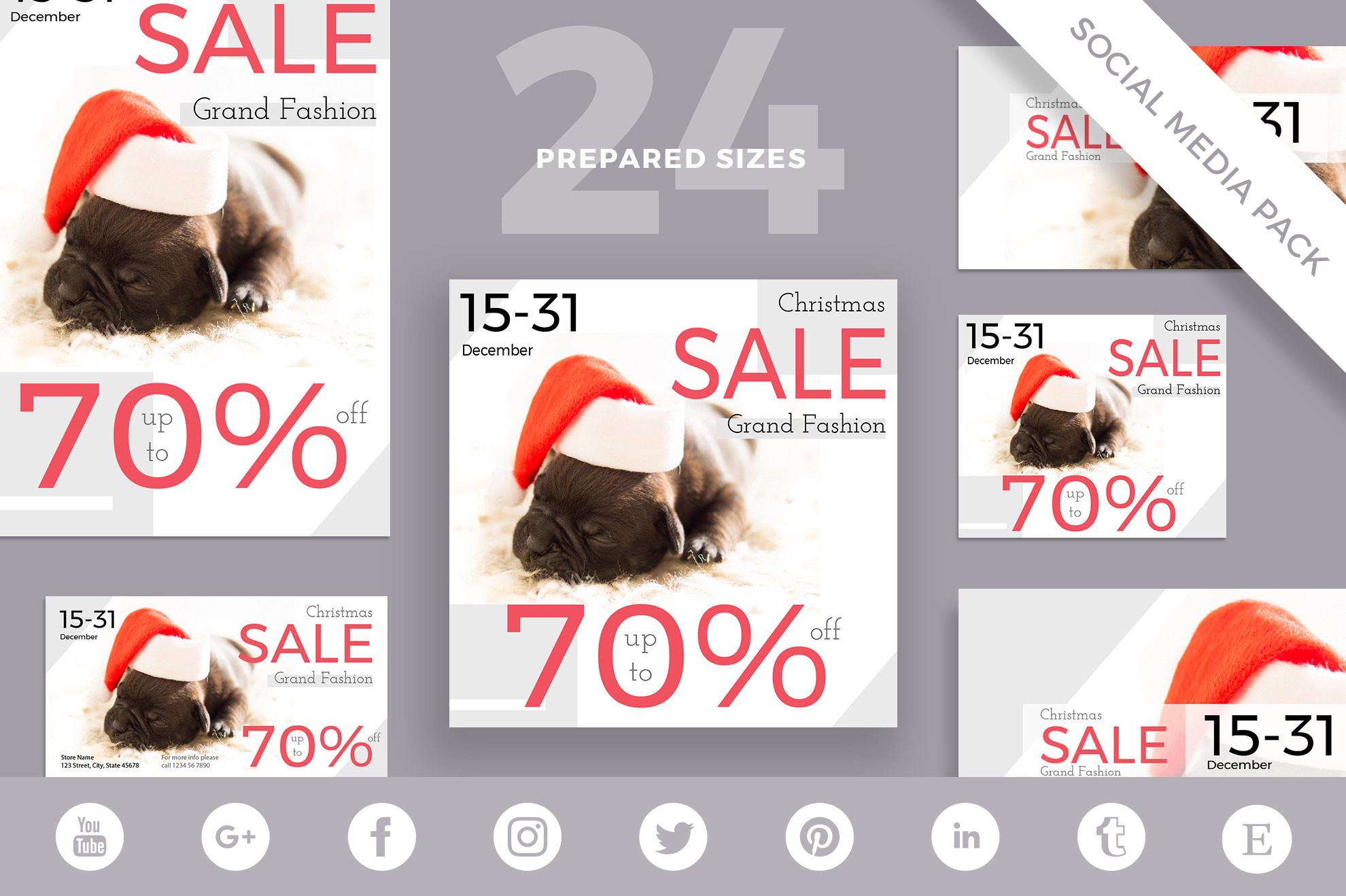 Social Media Pack | Christmas Sale, a Templates & Theme by Amber Graphics