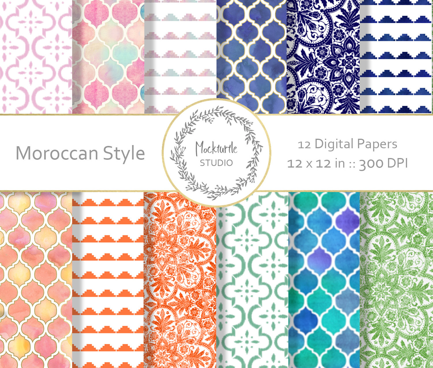 Moroccan Digital Paper, a Pattern Graphic by MockTurtleStudio