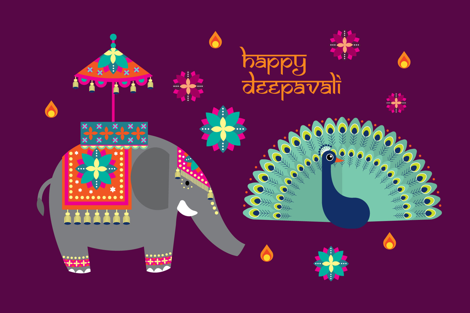 deepavali/ diwali elements vector, an Illustration by lyeyee