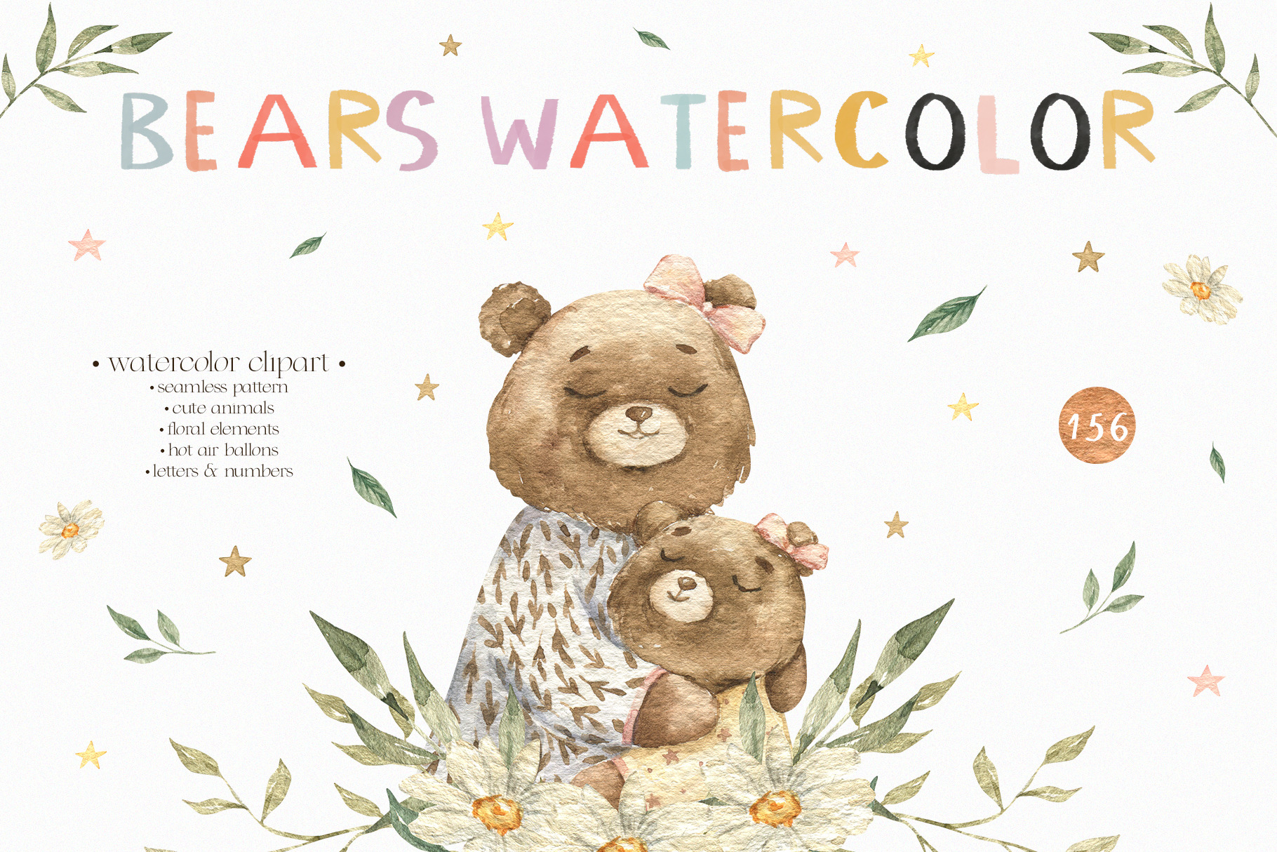 Bears Watercolor Woodland Clipart, an Animal Illustration by LiChu Art