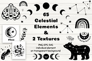 Celestial clipart. Boho moon illustration