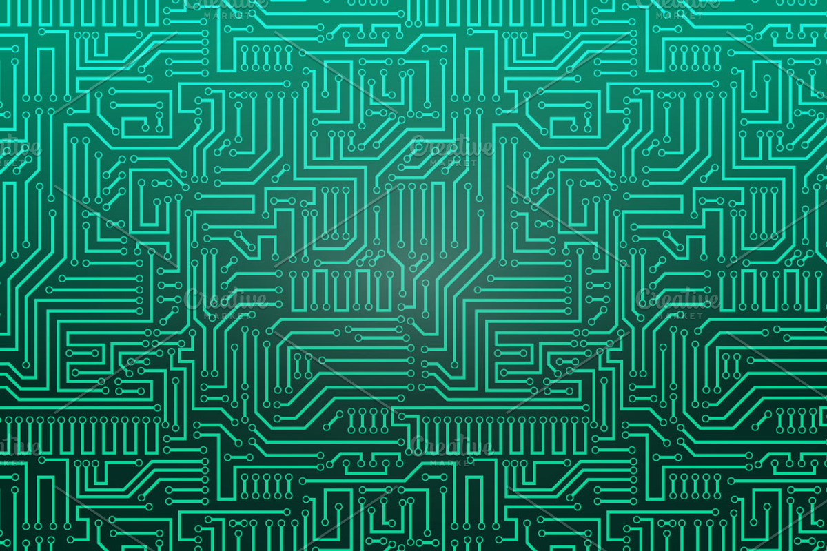 Circuit board seamless patterns set, a Pattern Graphic by mnke art studio