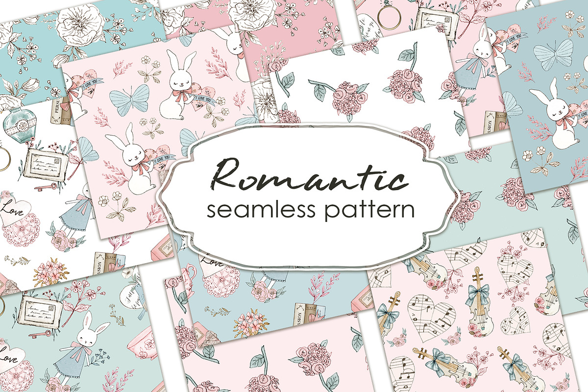 Romantic patterns, a Pattern Graphic by Rosabebe