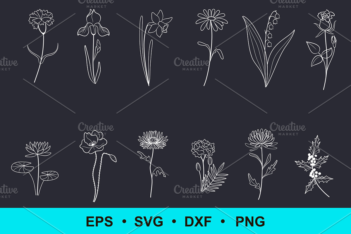 Birth Flowers Clip Art | Vector File, a Decorative Illustration by ...