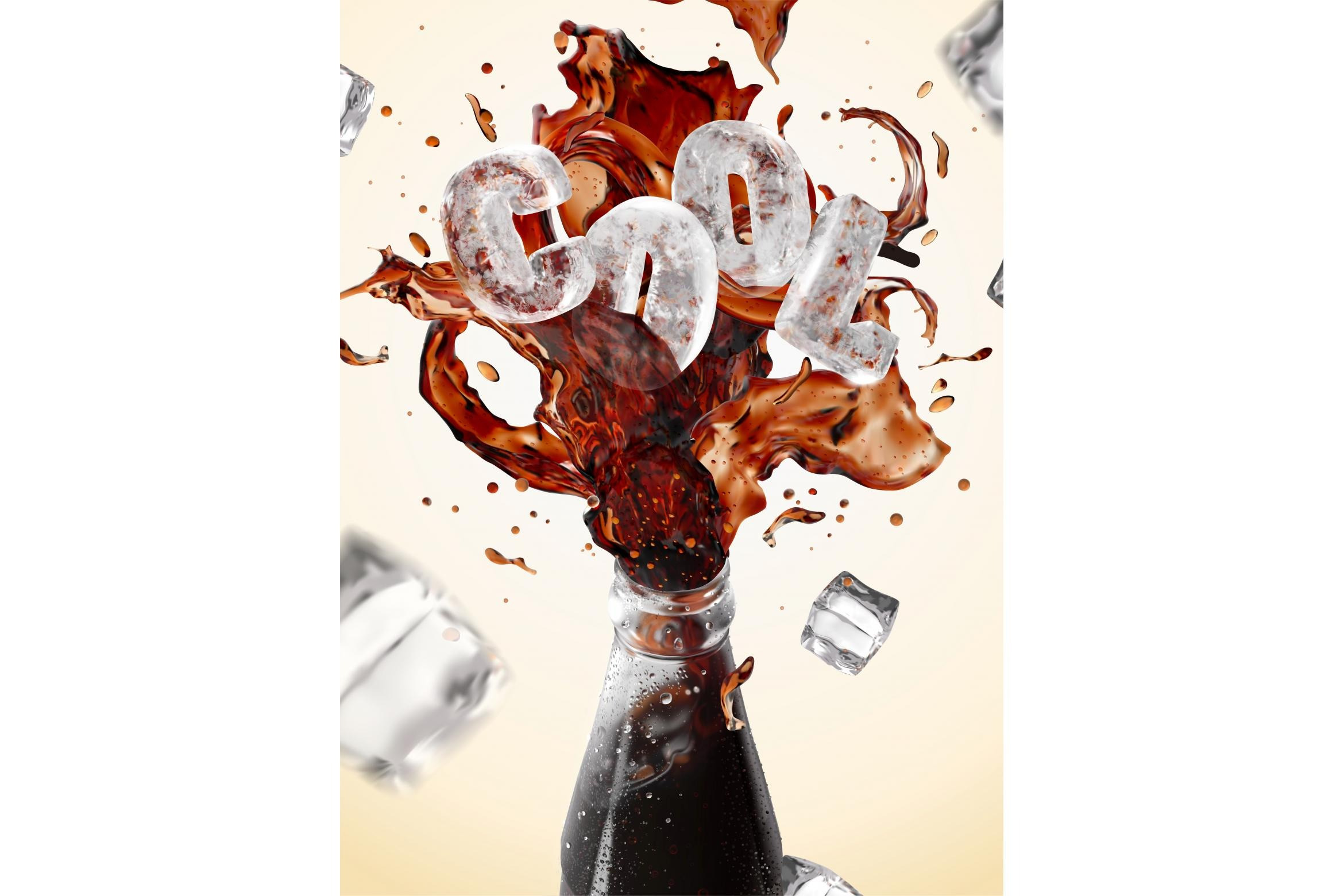 Splashing cola with ice blocks, a Food Illustration by TotallypicRF ...