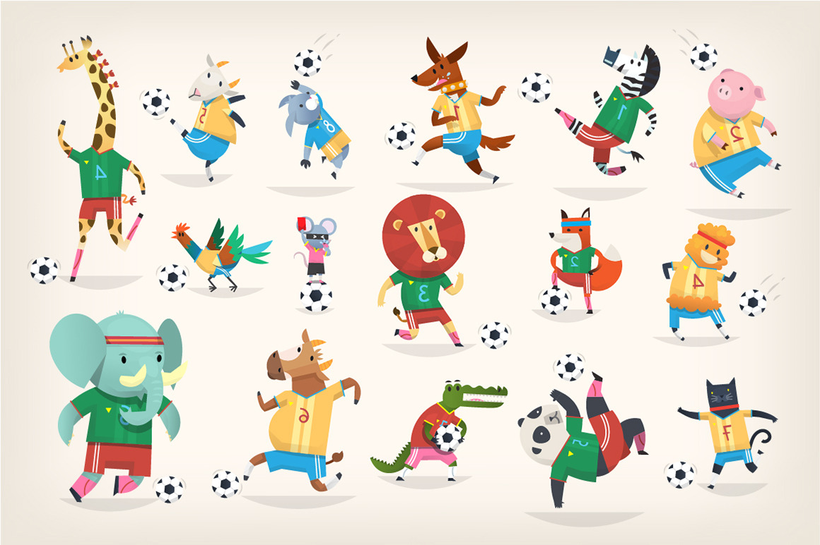 Football Animals, an Animal Illustration by Moonery's
