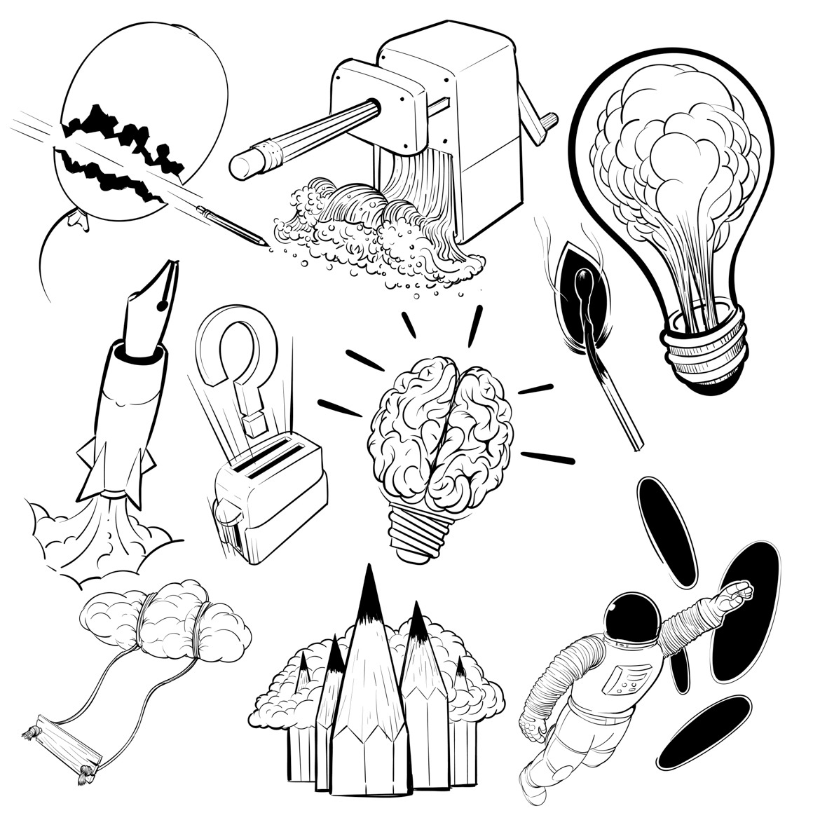 Drawing illustration set of creative, an Illustration by rawpixel