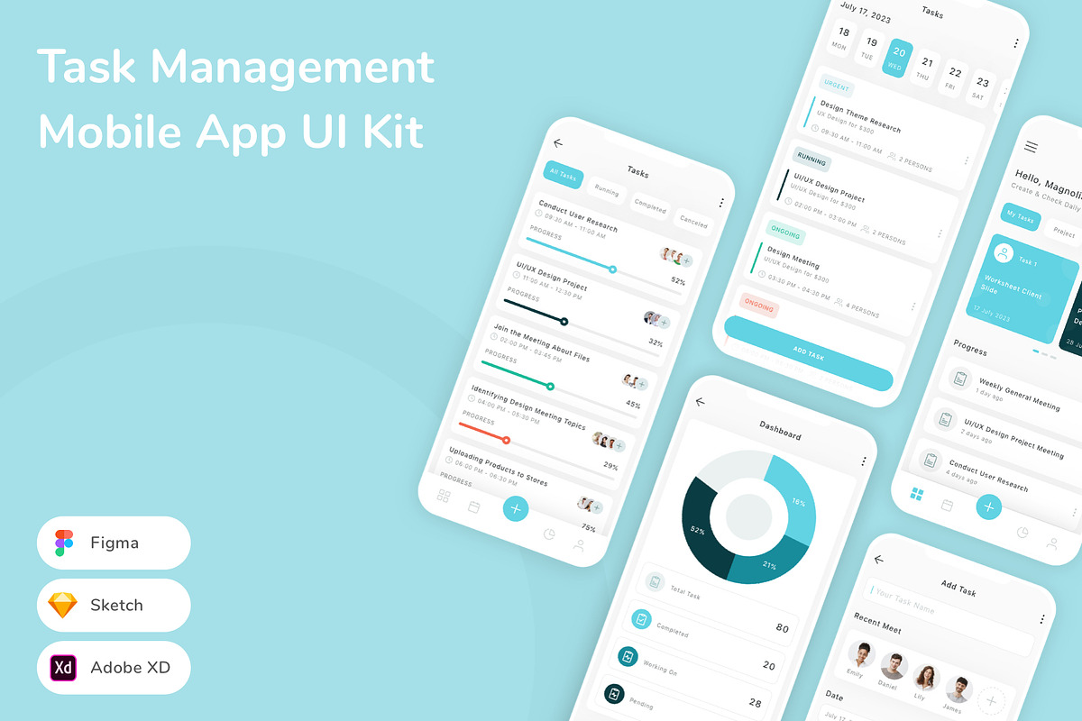 Task Management Mobile App UI Kit, an UI Kit Template by Betush | Creative Market