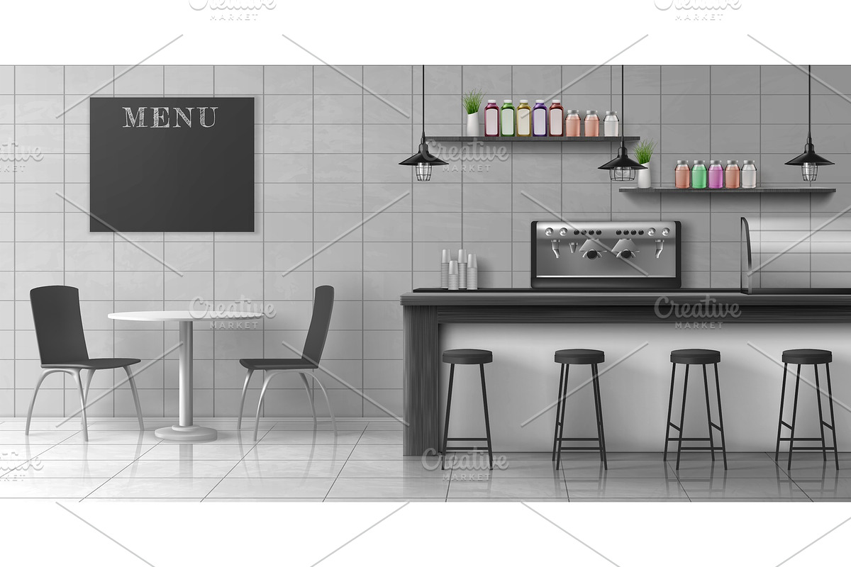 Modern coffee shop loft interior, a Work Illustration by BCP.group ...