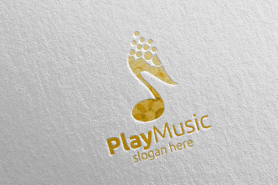 Music Logo with Note, Play Concept, a Branding & Logo Template by ...