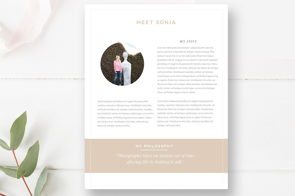 About Me Page Template for Photo, a Flyer Template by By Stephanie Design