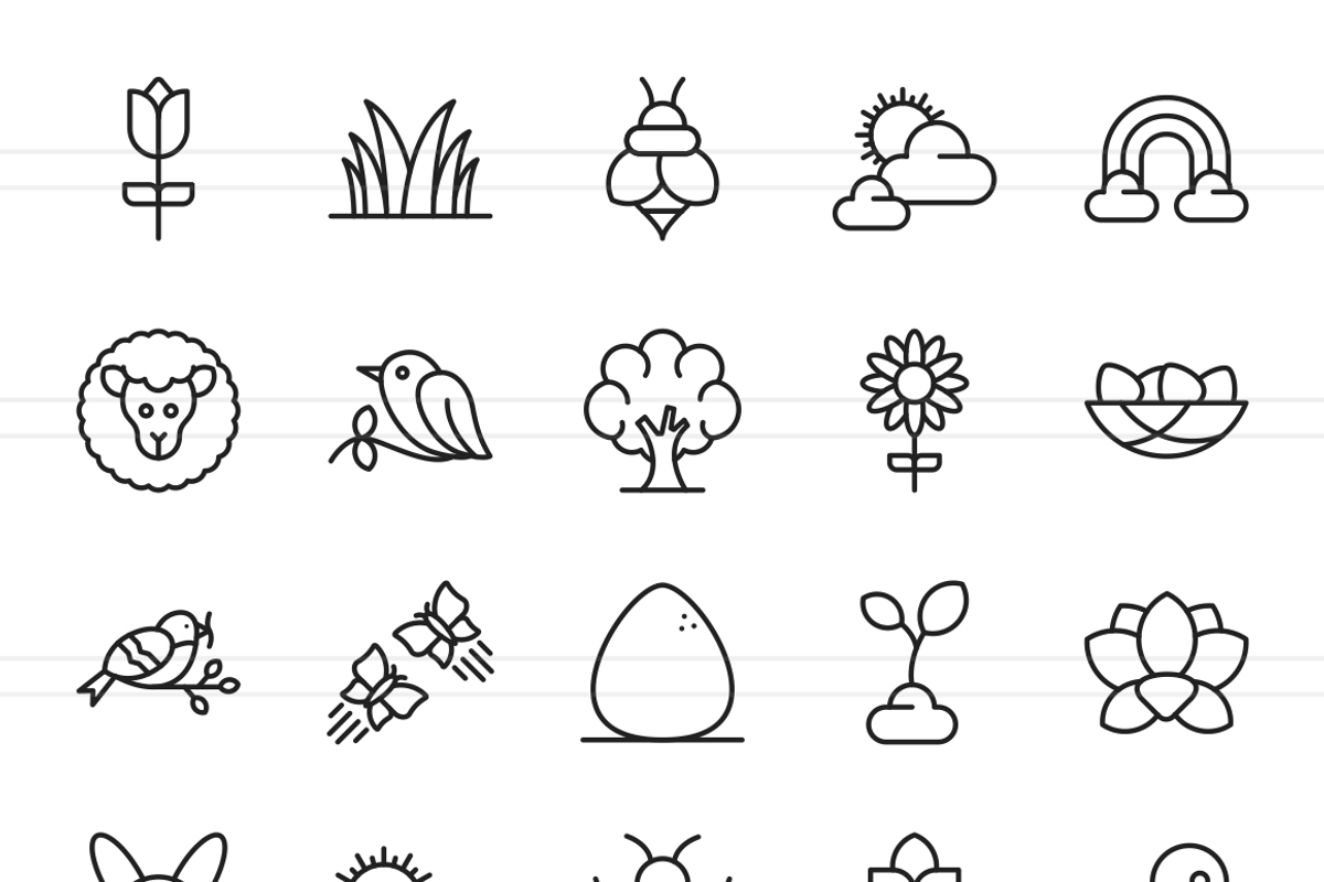 50 Spring Line Icons, an Icon by IconBunny | Creative Market