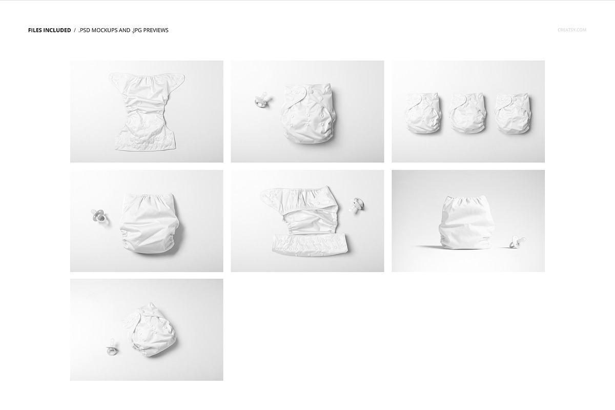 Reusable Cloth Diaper Mockup Set, a Product Mockup by creatsy5