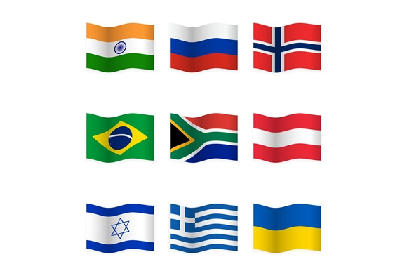 Waving National Flags. Set-2 | Graphic Objects ~ Creative Market