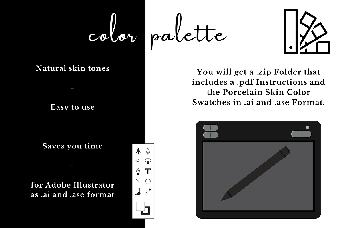 Porcelain Skin Tones Color Swatches AI