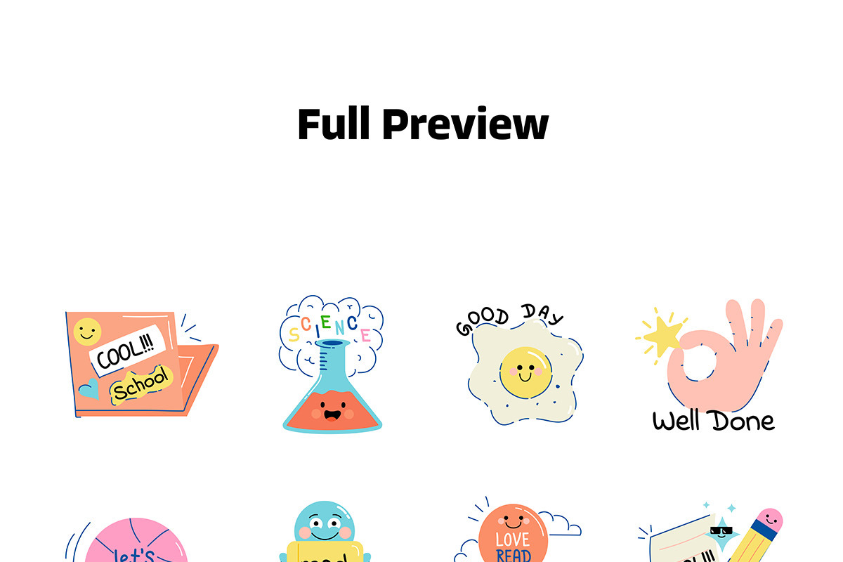Collection of School stickers, an Illustration by Creative Graphics