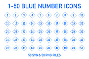 1-50 Blue Outline Cube Numbers, an Icon by Designs By Alfredo