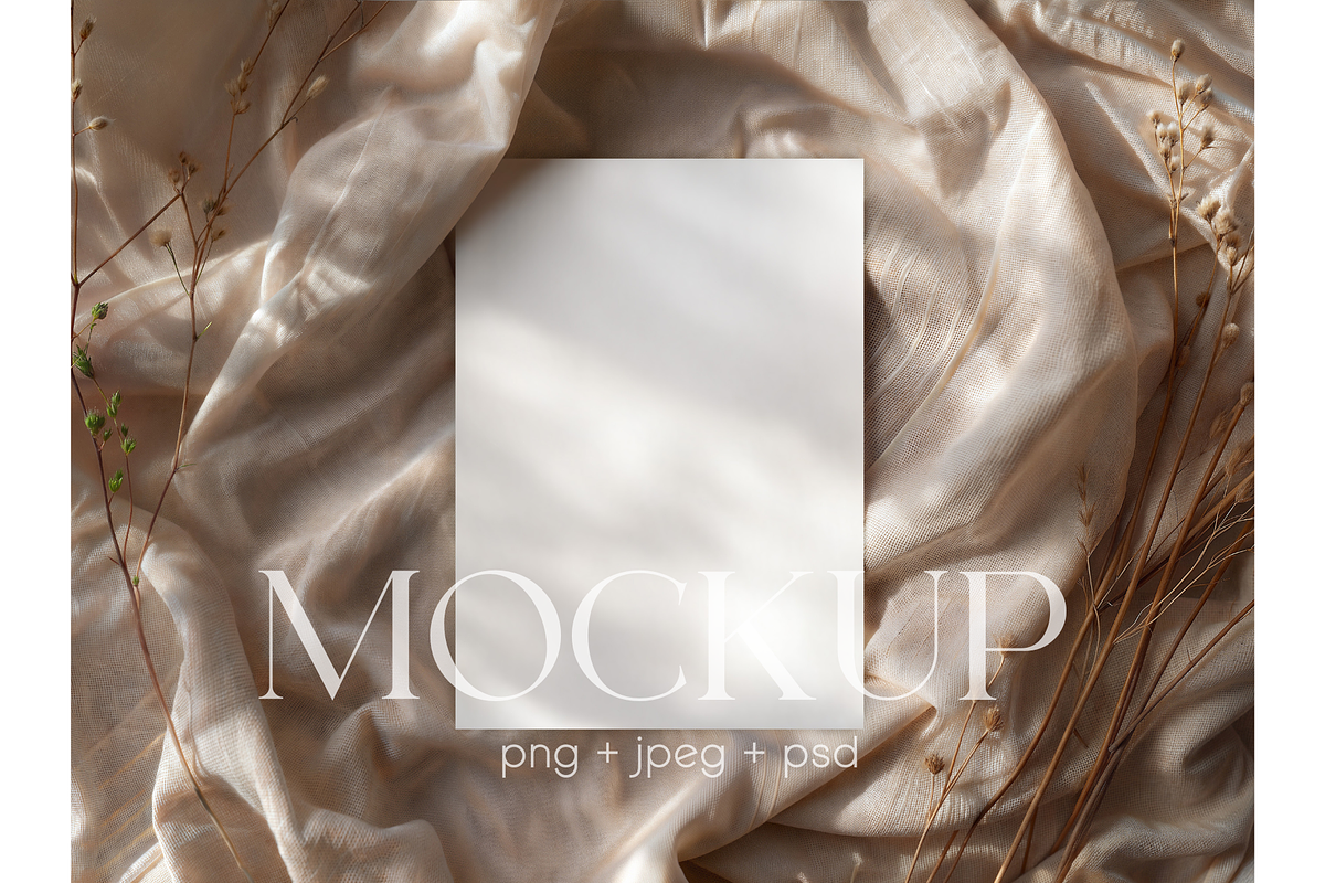 Natural Fabric Wedding Card Mockup, a Product Mockup by MockupWizard