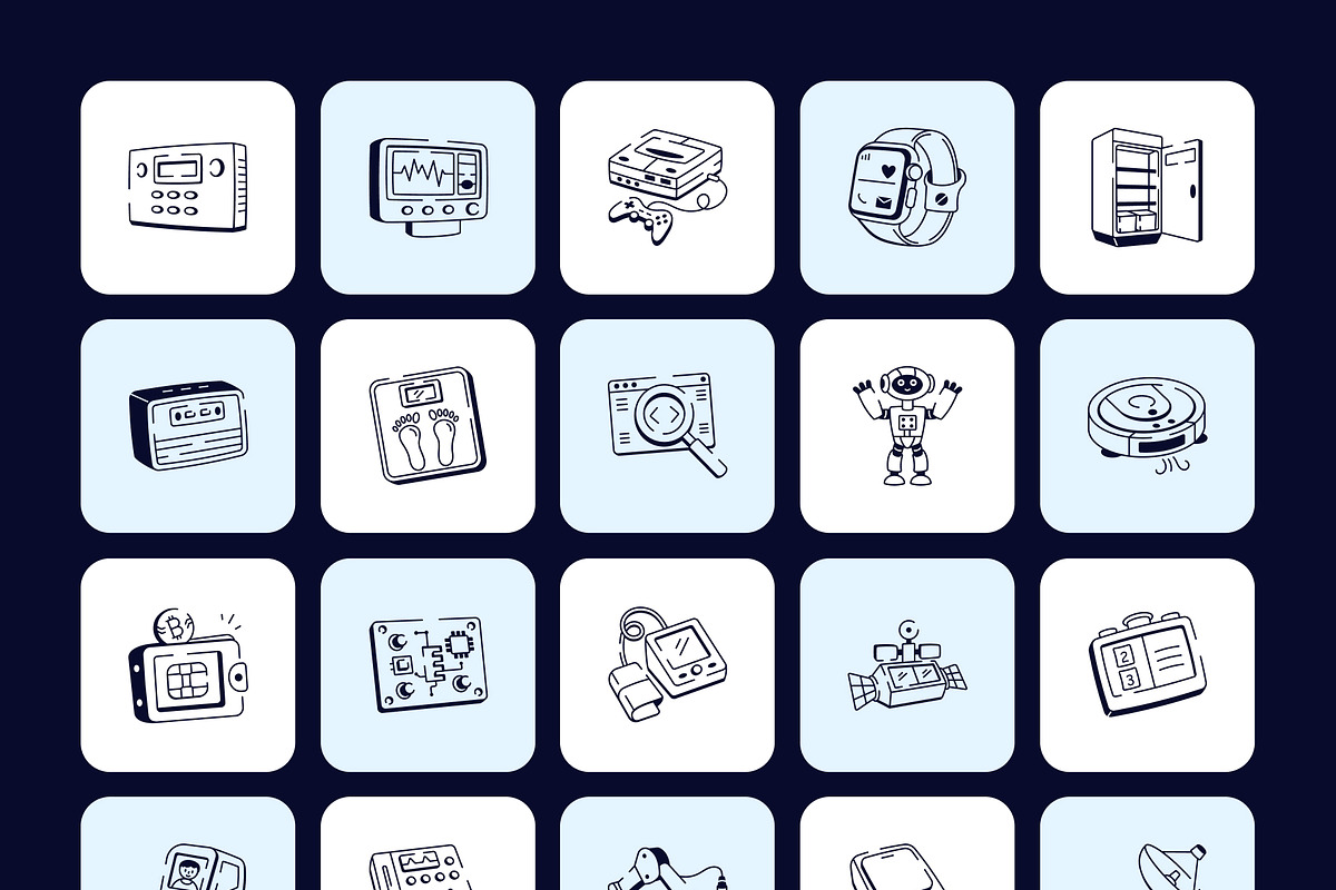 Business and Tech Doodle Icons