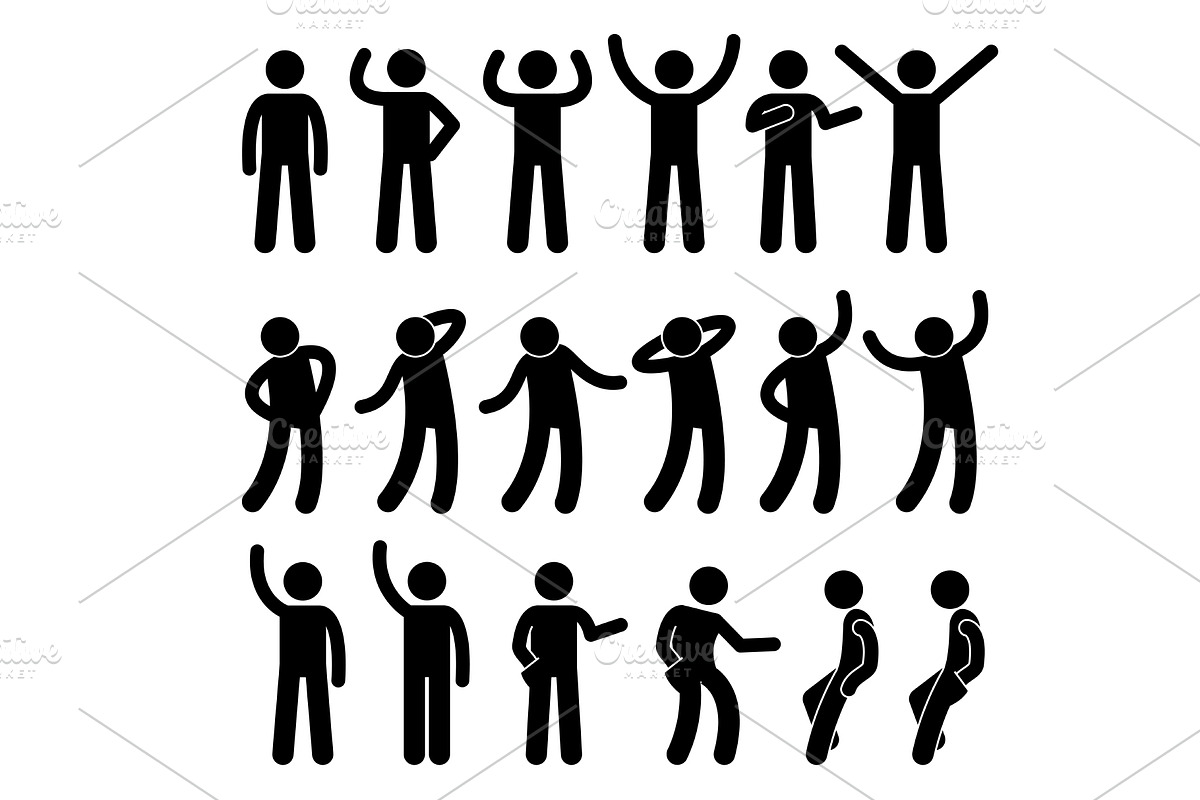 Standing Postures Pose Body Language, an Icon by Leremy Stick Figures