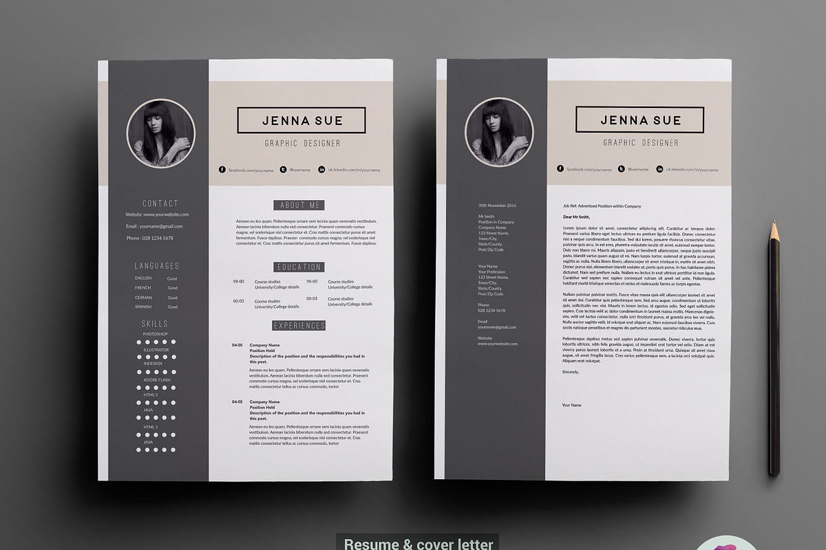 Modern 2 page resume template, a Resume Template by Chic templates