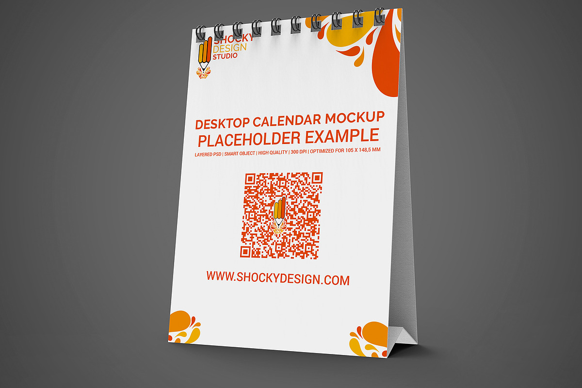 Desktop Calendar A6 Mockup, a Mockup by Shocky Design Studio