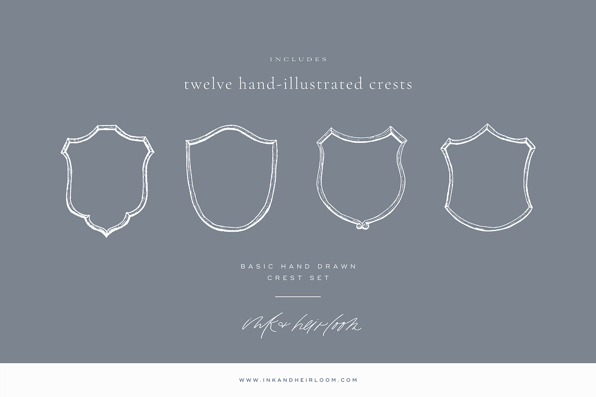 Basic Hand Drawn Crest Collection, an Illustration by Loren Schmidt Studio