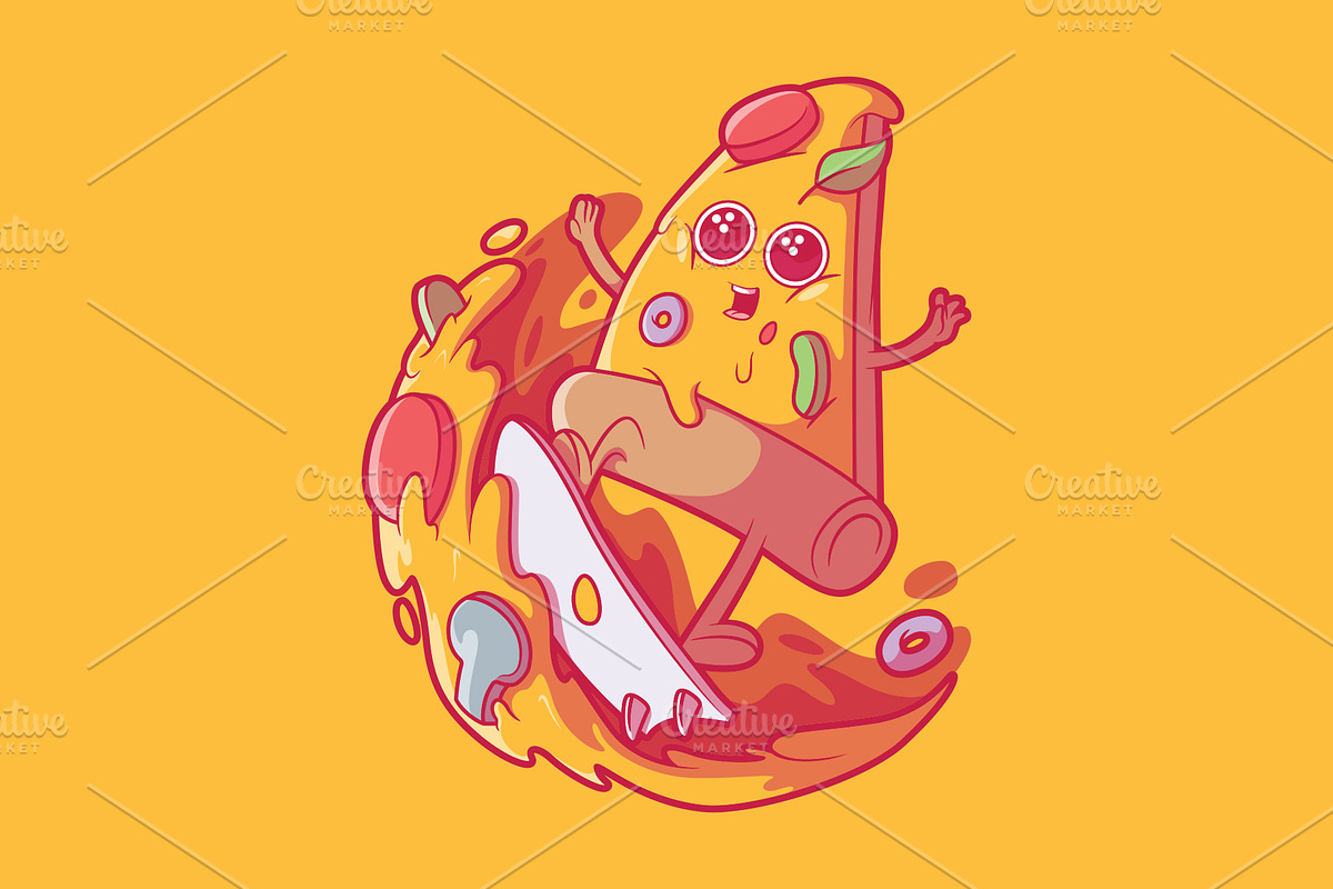 Pizza Surf, a Food Illustration by pedrors | Creative Market