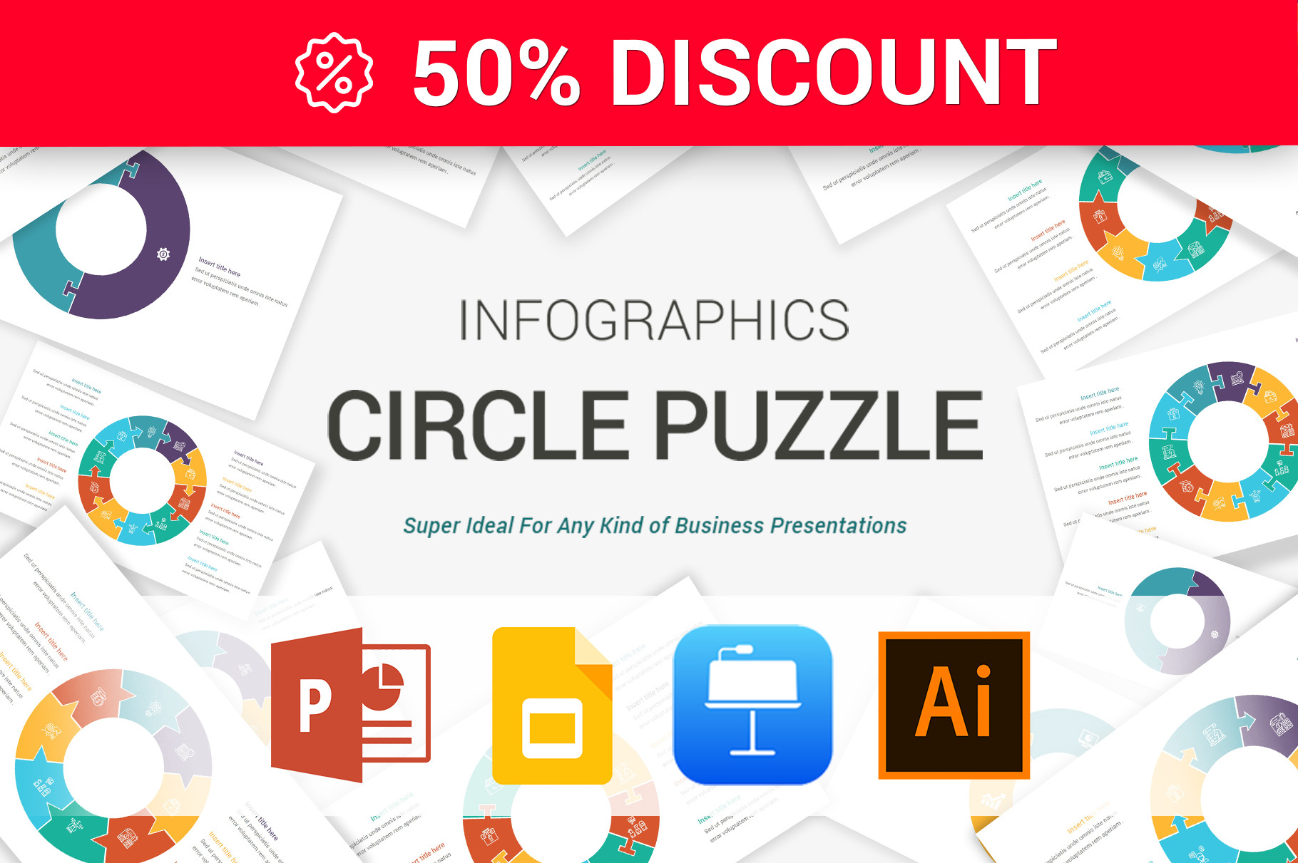 Circle Puzzle Infographics Diagrams, a Presentation Template by SlideOne