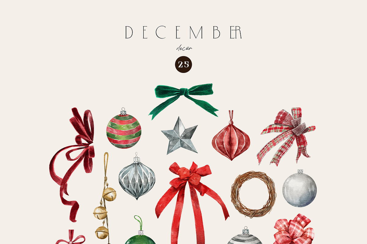 DECEMBER Watercolor Winter Set, an Object Graphic by Kaleriia