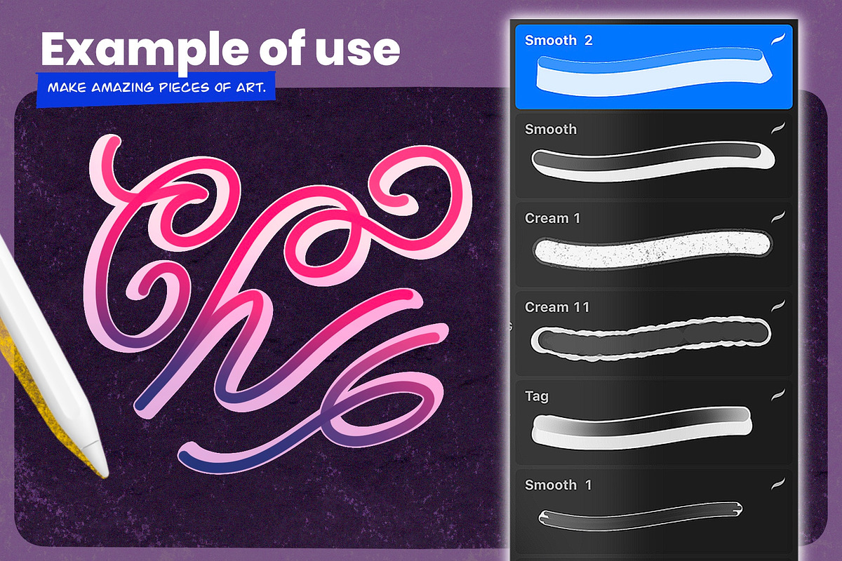 22 Procreate 3D stroke brushes, a Brush Add-On by Digitart