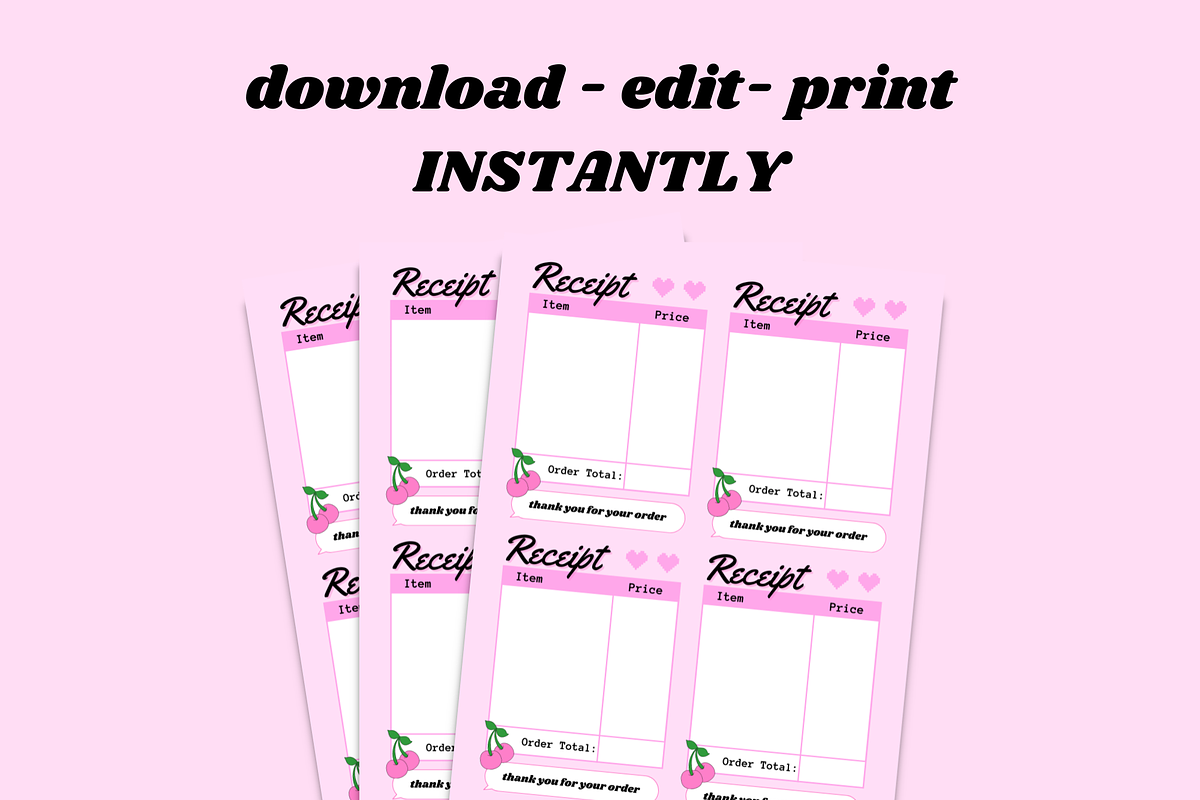 RECEIPT TEMPLATE Cute Order Form