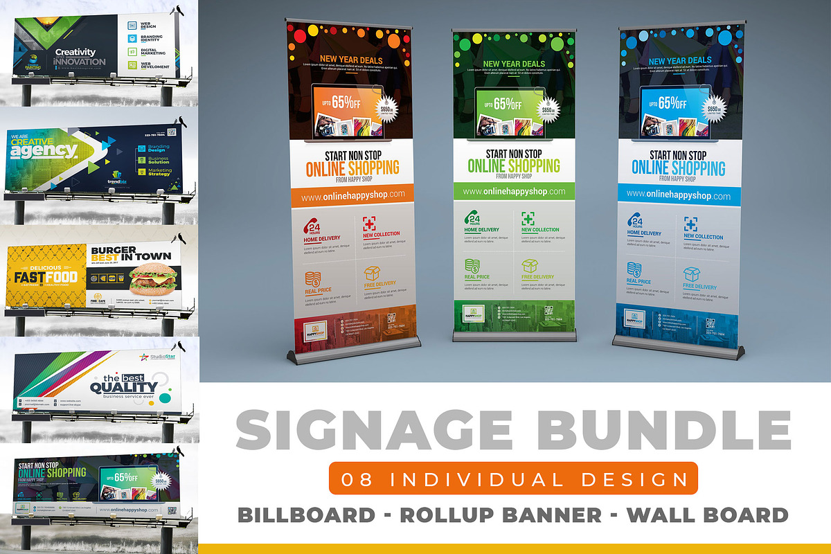 Signage Template Bundle | 30+ Items, a Stationery Template by ContestDesign