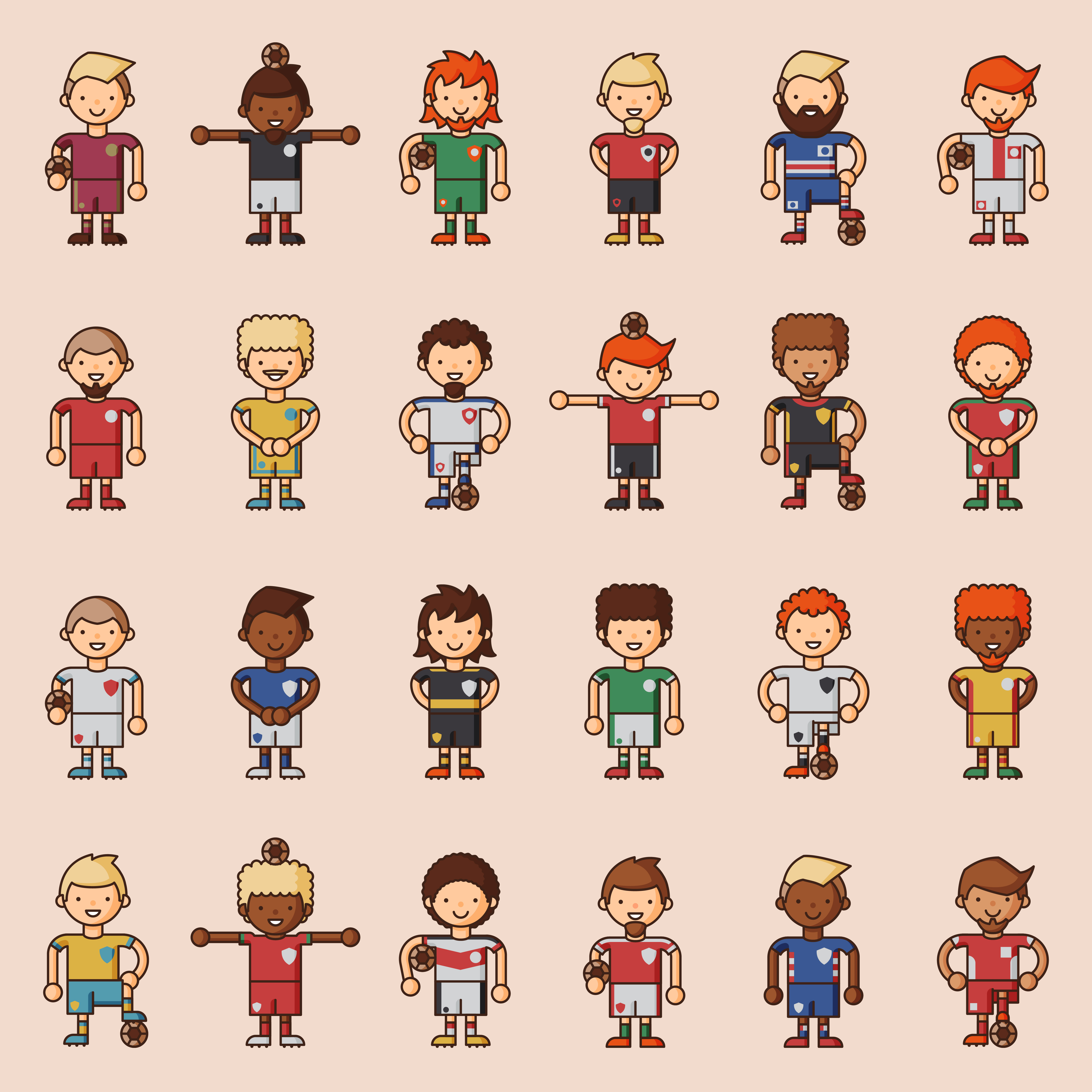 Football team vector set, a Person Illustration by RocketArt | Creative ...