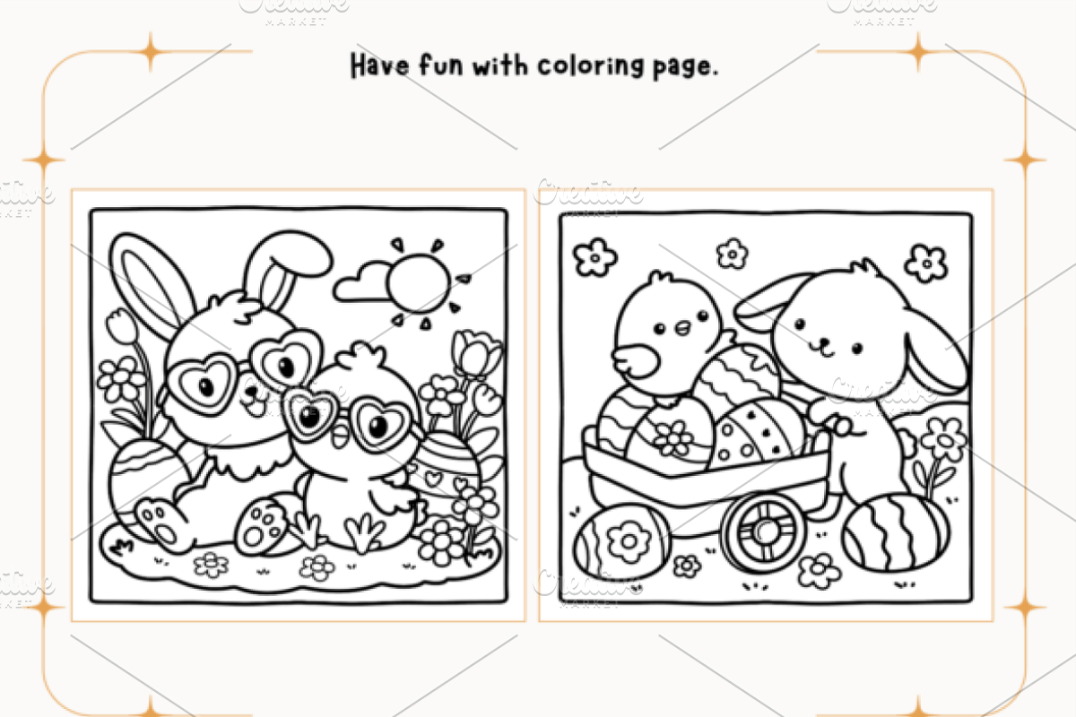 Groovy Easter Coloring Pages, a Seasonal Illustration by Design Station