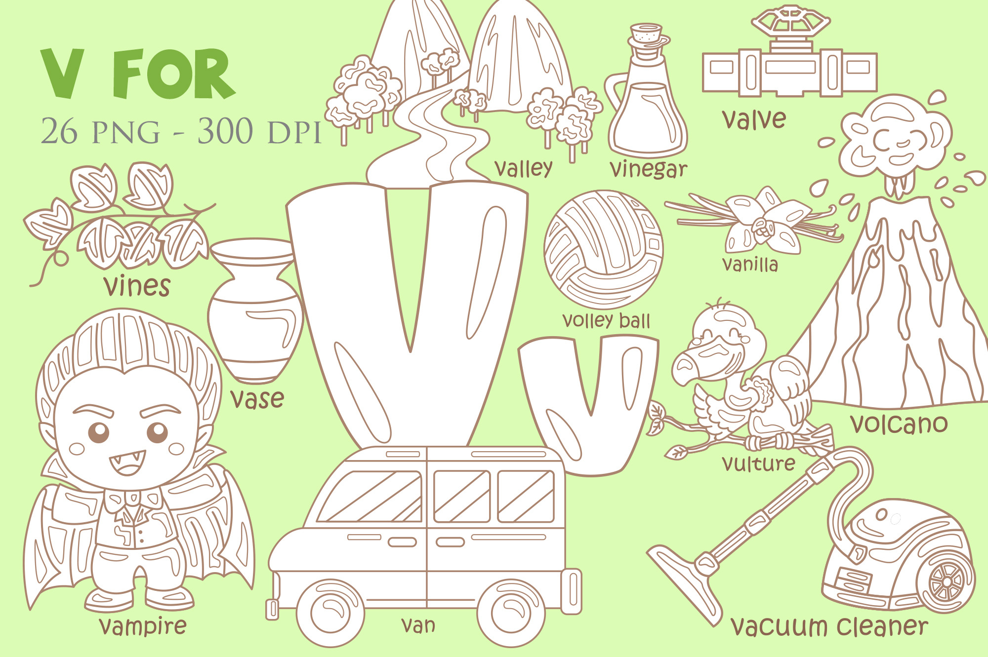 Alphabet V For Vocabulary Stamp, an Education Illustration by ...