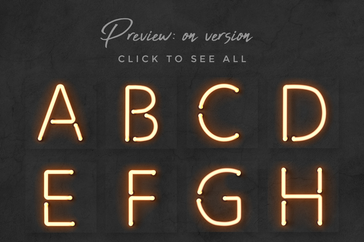 Neon alphabet kit, an Object Graphic by MiksKS