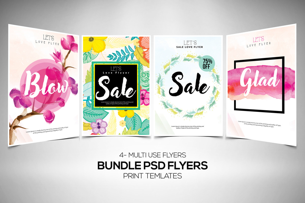 Multi Use Typographic Flyer Bundle, a Flyer Template by Psd Templates