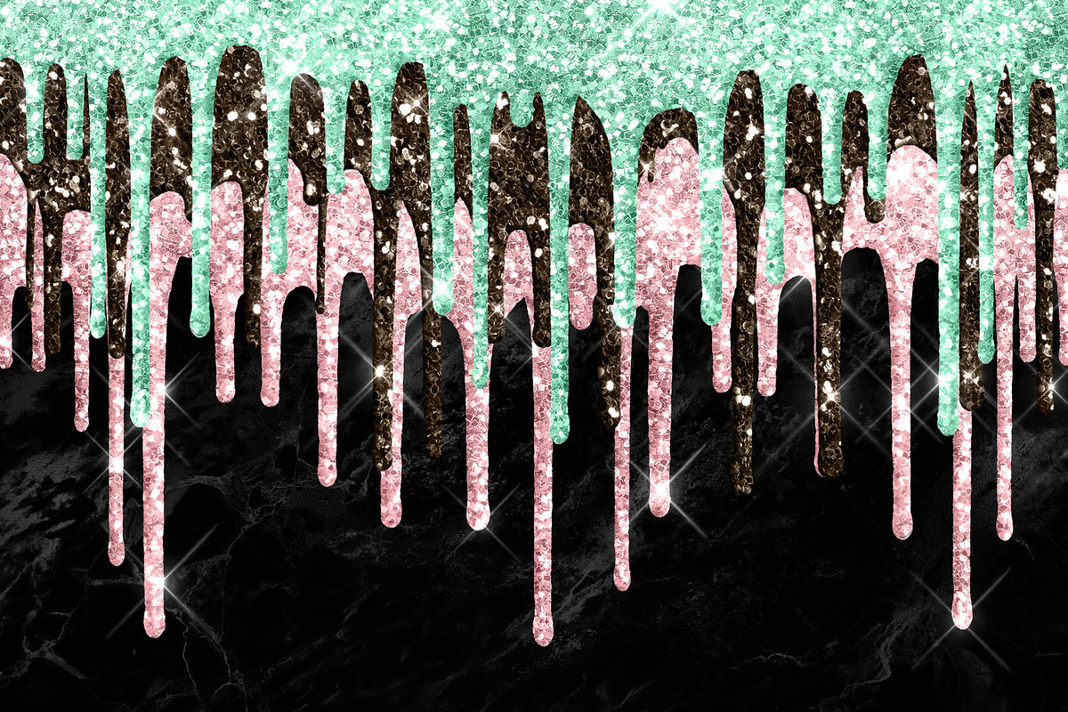 Ice Cream Dripping Glitter Clipart, an Illustration by Digital Curio